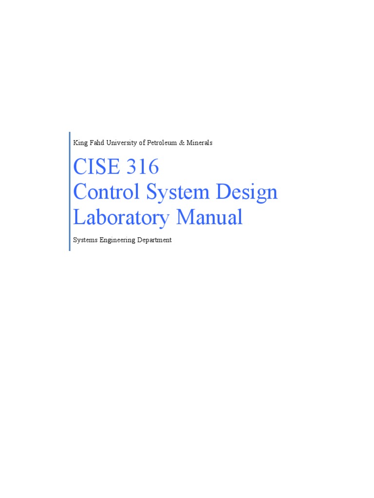 CISE 316 Control Systems Design Lab Manual | PDF | Control Theory ...