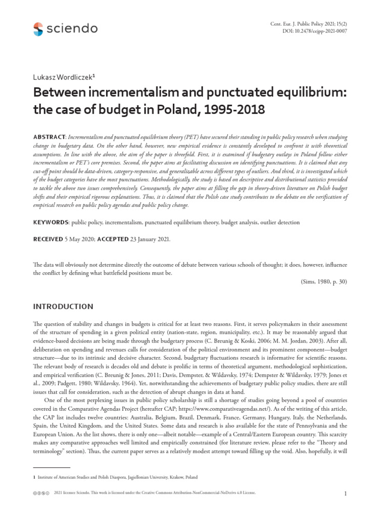Between Incrementalism and Punctuated Equilibrium | PDF | Outlier ...