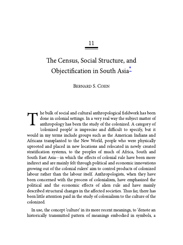 The Census, Social Structure, and Objectification in South Asia | PDF