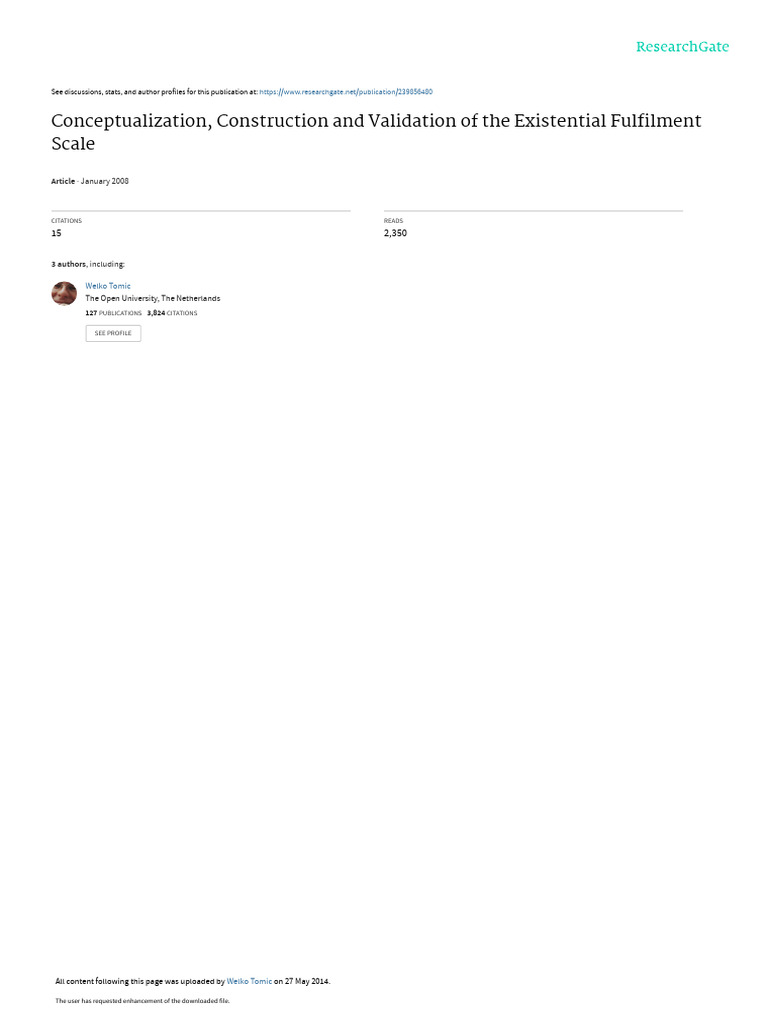 Conceptualization Construction and Validation of The Existential ...