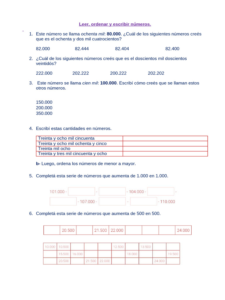 Unidad 1 Matematica 6to | PDF