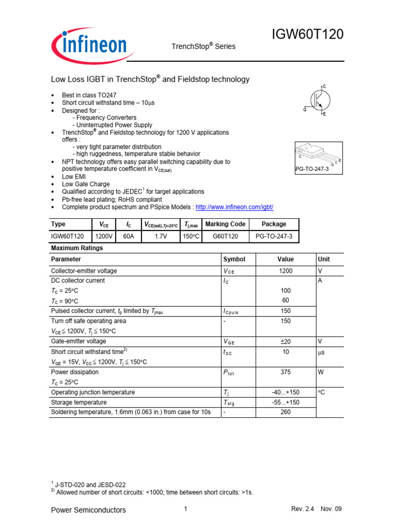 Infineon IGW60T120 DataSheet v02 - 04 EN | PDF