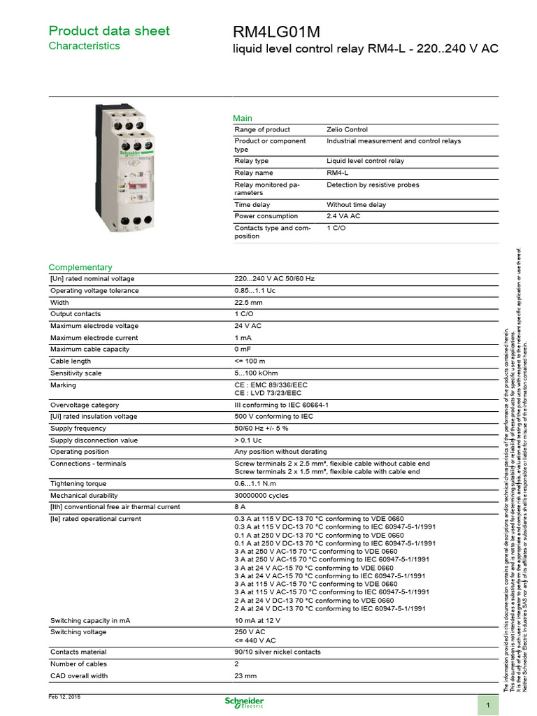 Relais de Controle de Niveau CHAUD-STROC Zelio - Control - RM4LG01M | PDF