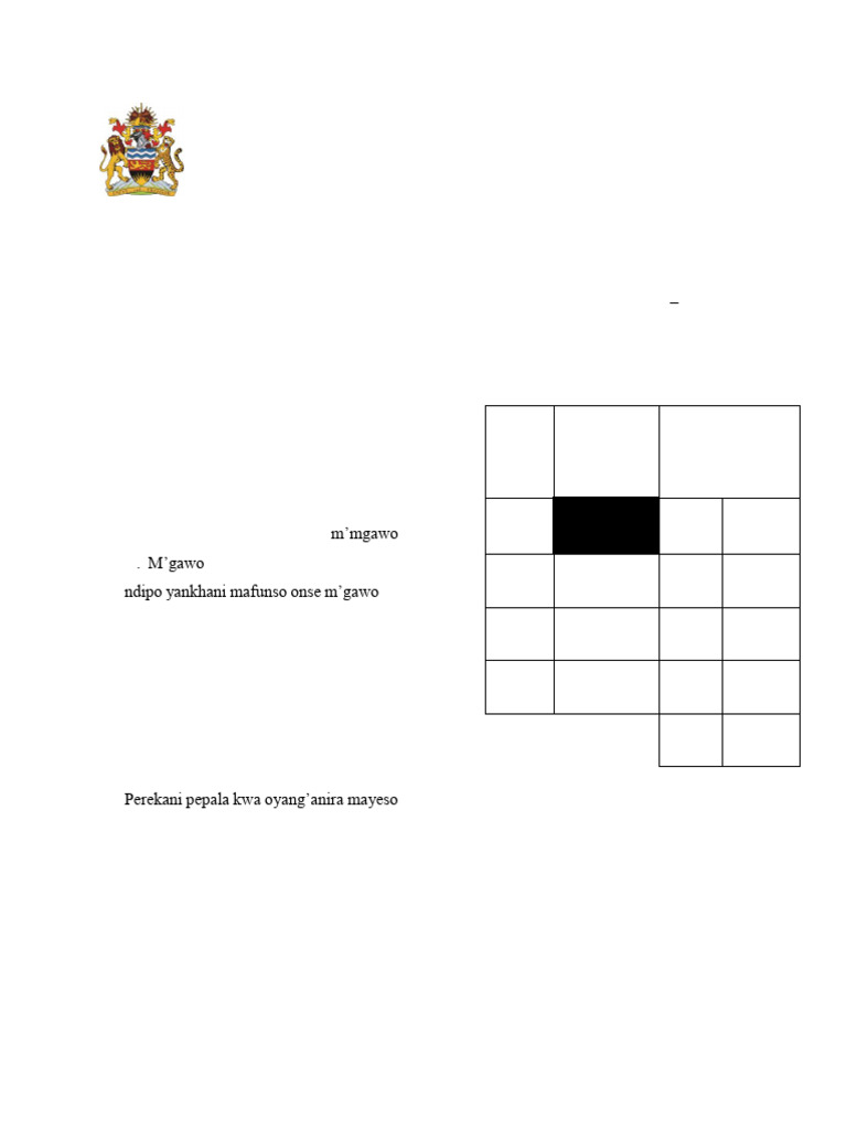 CHICHEWA PAPER 1 | PDF