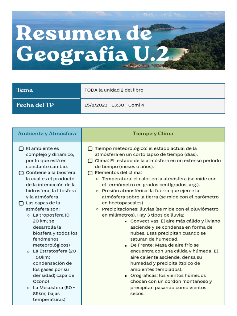 Resumen U.2 Geografía-2 | PDF