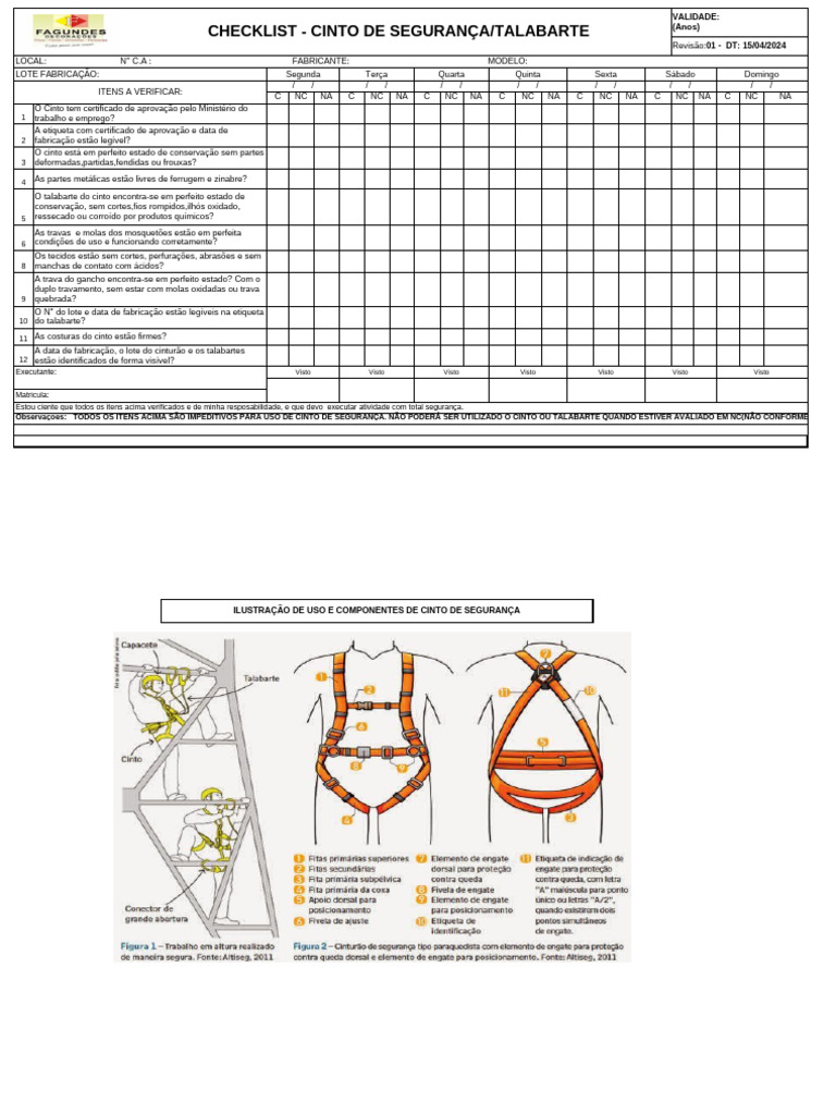 Check List Cinto de Segurança | PDF