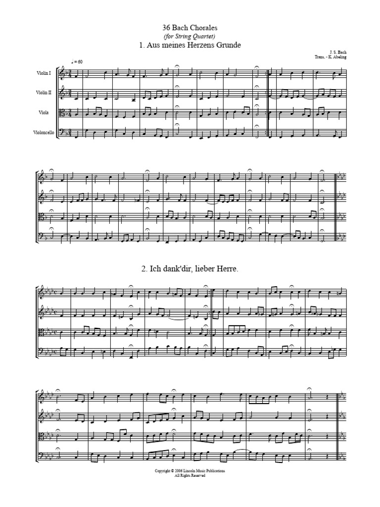 Bach Chorales For Strings - Score | PDF