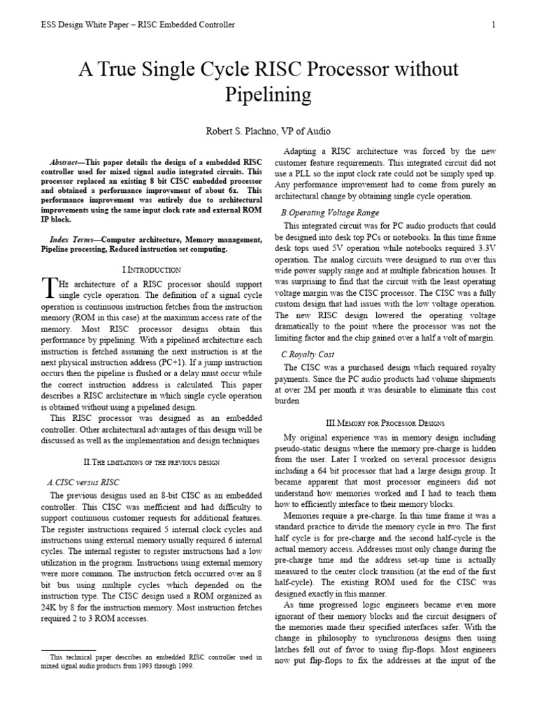 A True Single Cycle RISC Processor Without Pipelining | PDF | Central ...