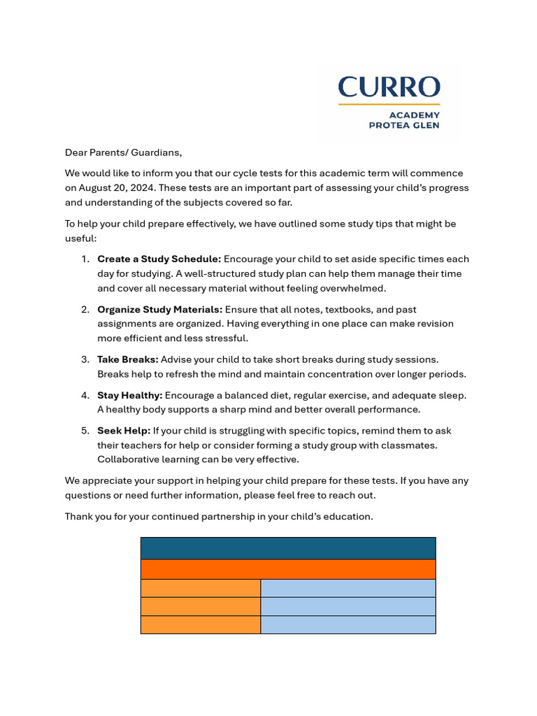 Grade 5 - Term 3 Demarcation and Cycle Test Dates | PDF