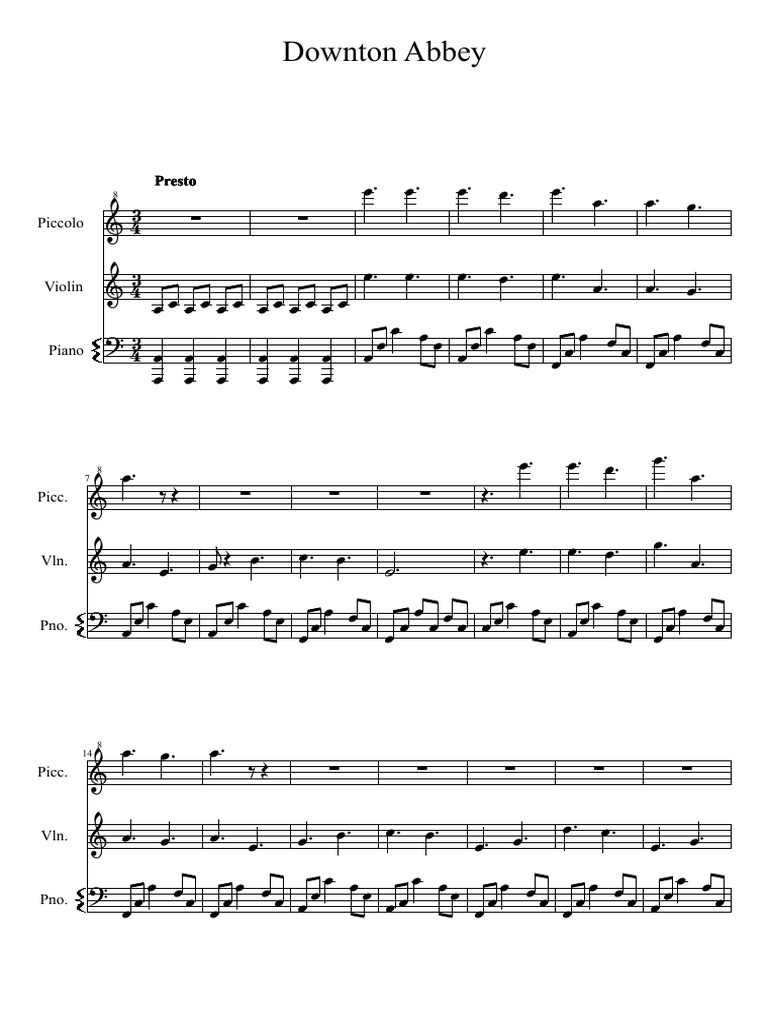 Downton Abbey For Violin Piano and Piccilo | PDF