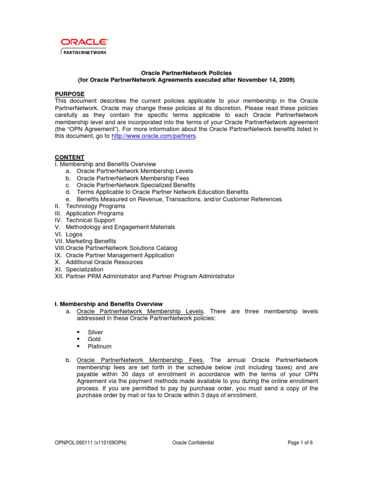 Oracle PartnerNetwork Policies: A Comprehensive Guide to Membership Levels, Benefits, and ...