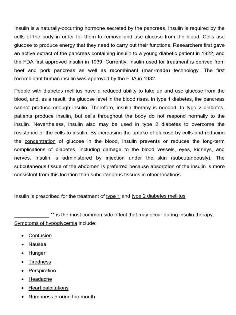 Diabetes & Insulin | PDF