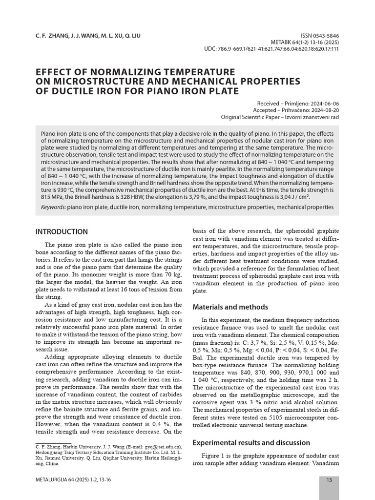 Effect of Normalizing Temperature On Microstructure and Mechanical Properties of Ductile Iron ...
