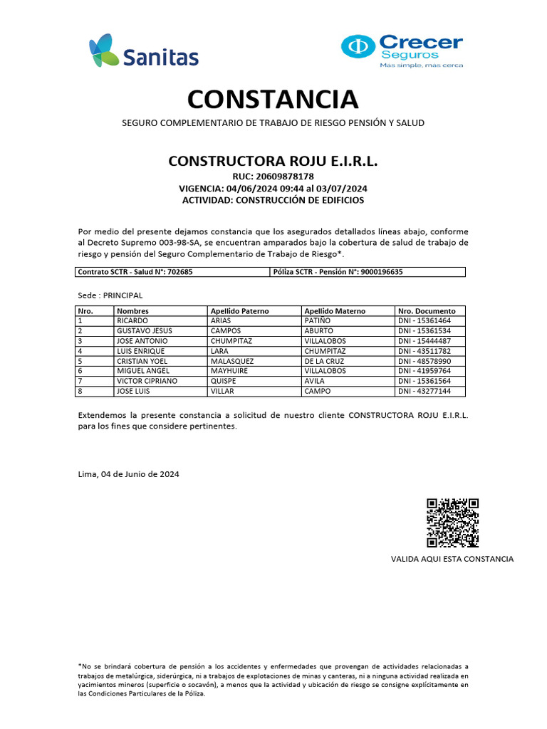 Constancia SCTR | PDF