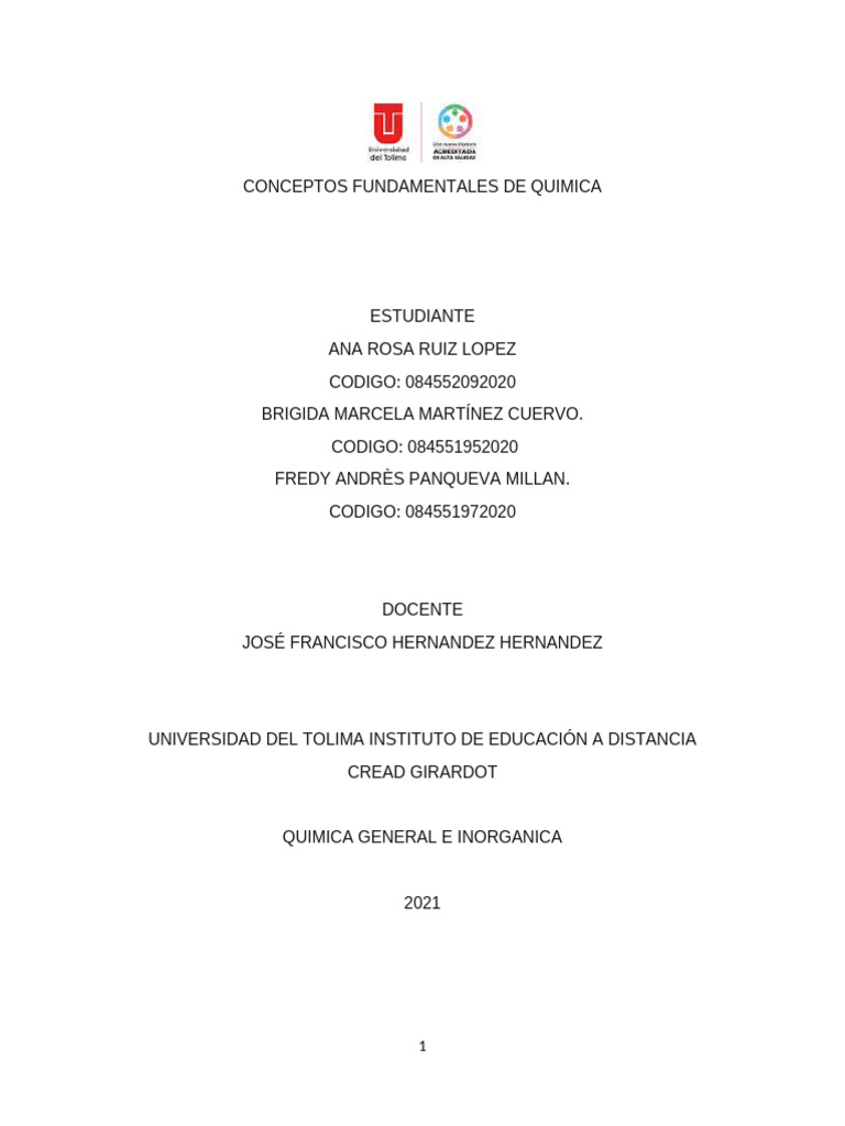 Conceptos Fundamentales de Quimica - Iisem.farmacia | PDF
