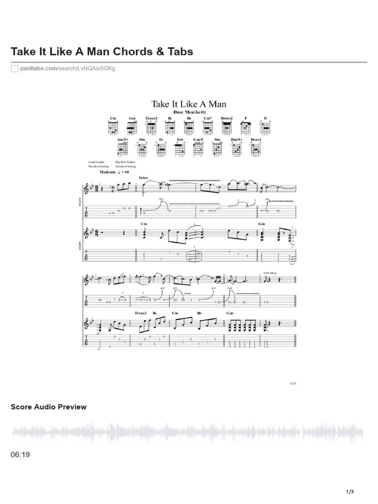 Take It Like A Man Chords Tabs | PDF