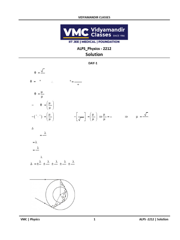 Physics Advanced Level Problem Solving ALPS 12 Solution PDF