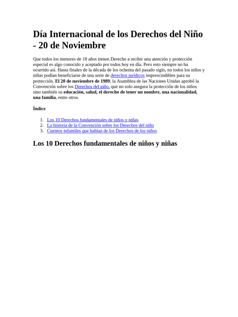 Día Internacional de Los Derechos Del Niño | PDF