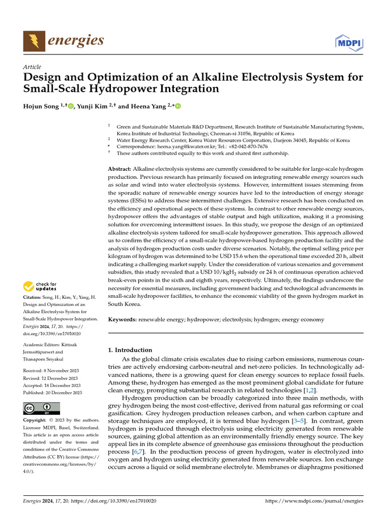 Alkaline Electrolysis System For | PDF