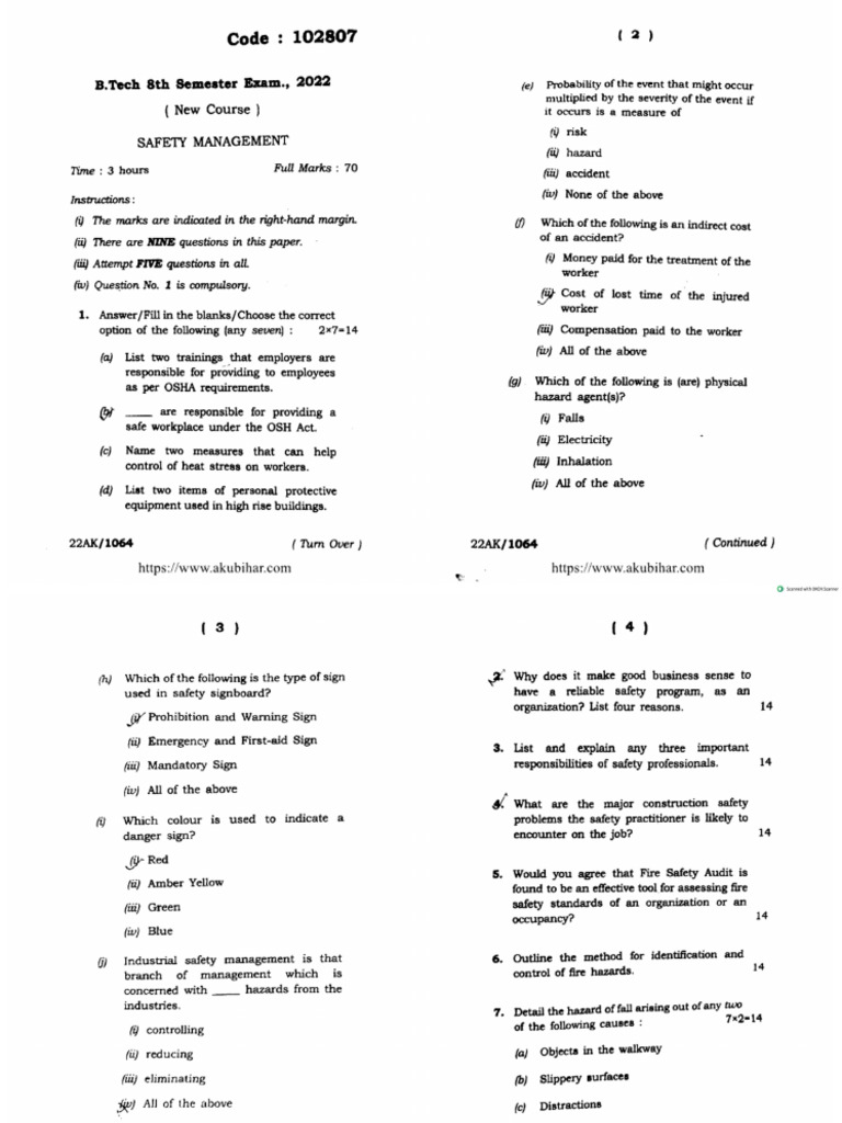 Safety Management 2022 PYq Soln. | PDF