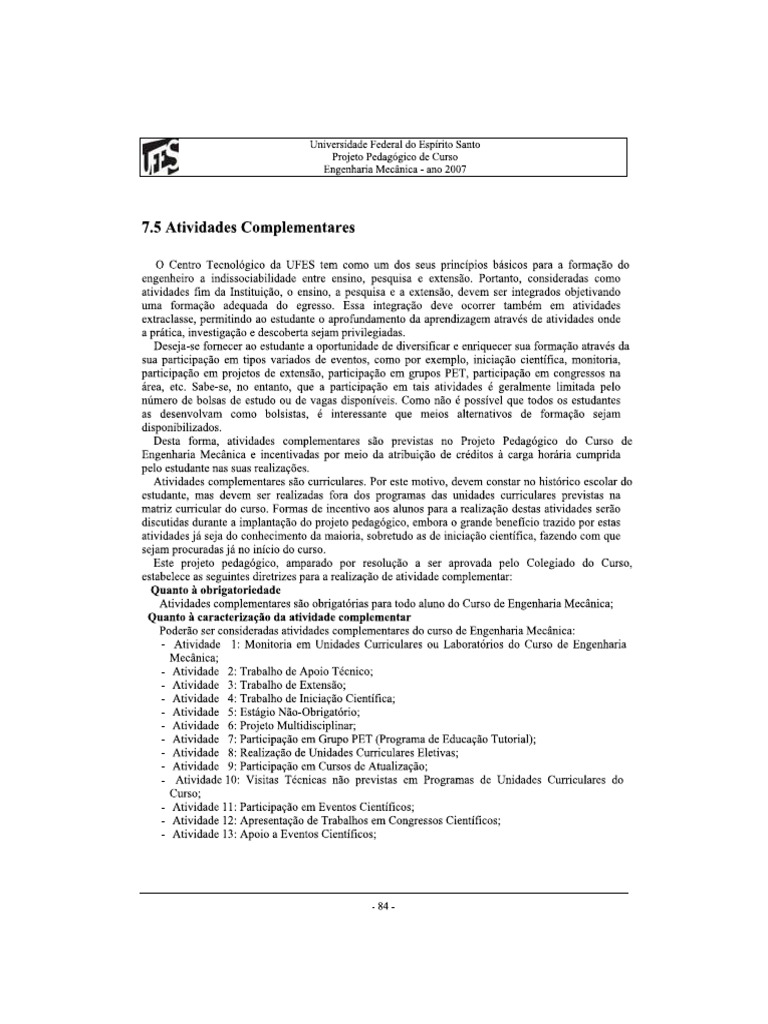 Regulamento de Atividades Complementares | PDF