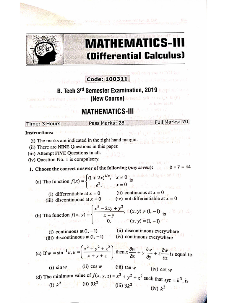 3rd Sem Math Pyq | PDF