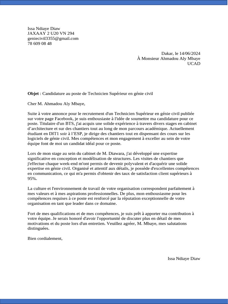 Modele de Demande Demploi Simple | PDF