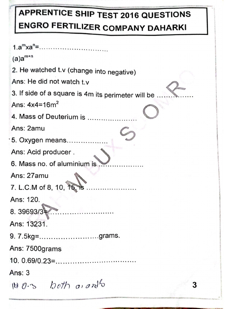 Apprenticeship Past Papers - RBS | PDF