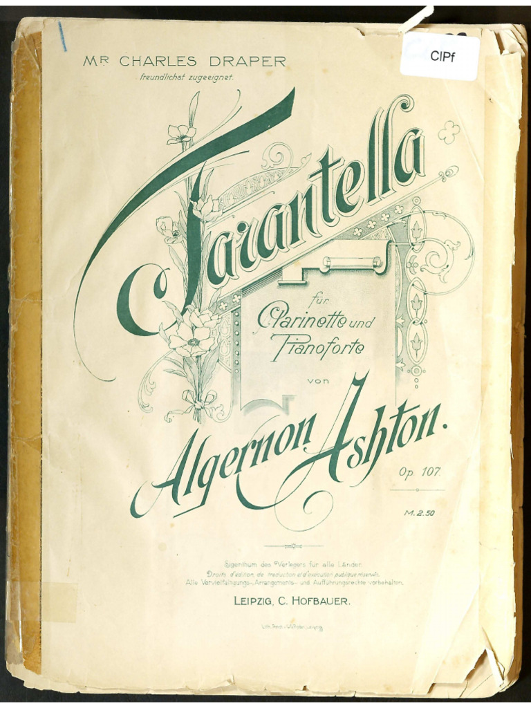 Ashton - Tarantella Op. 107 (Score and Clarinet) | PDF