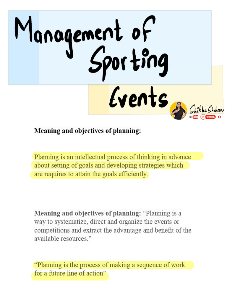 Management of Sporting Event | PDF