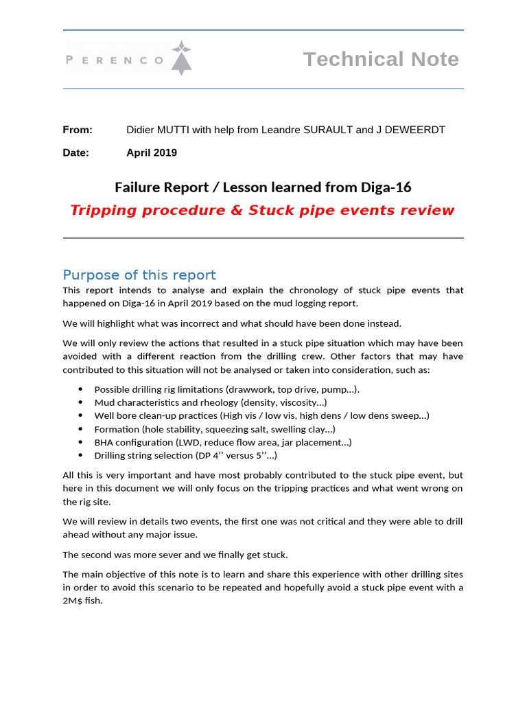 Lesson Learned - Stuck Pipe Event | PDF