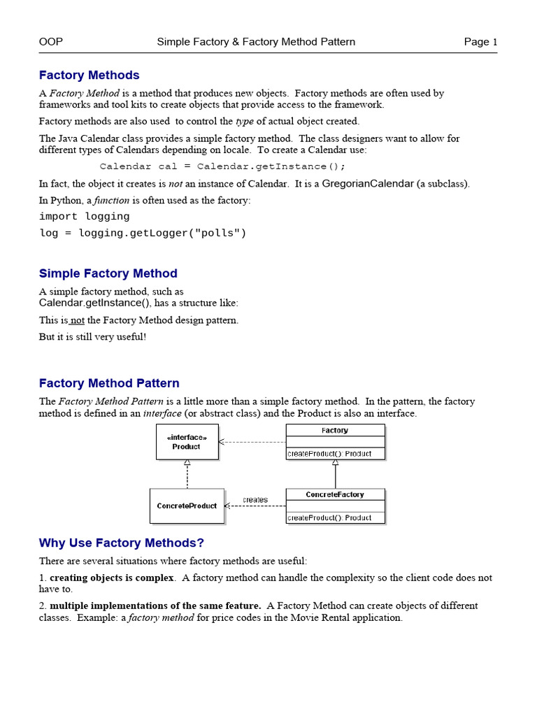 Factory Methods | PDF Factory Methods | PDF