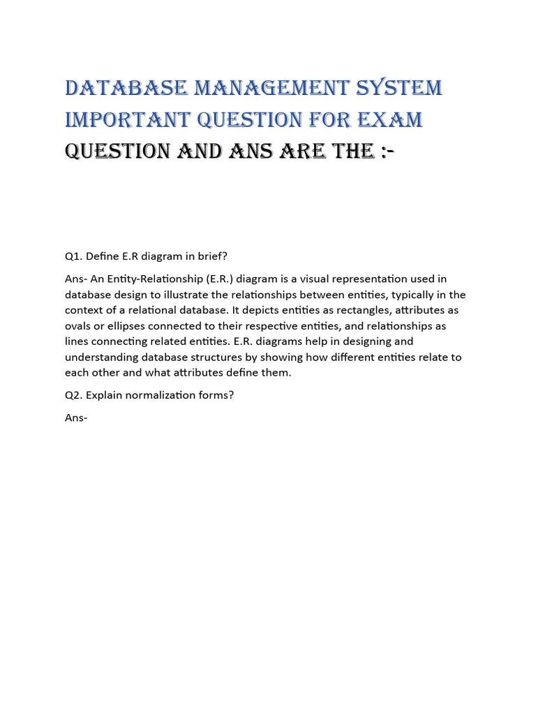 Dbms Important Question | PDF