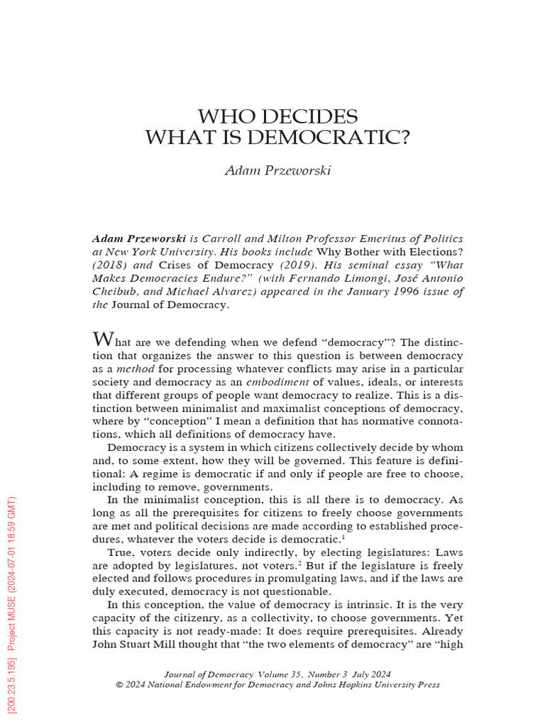 Who Decides What Is Democracy | PDF