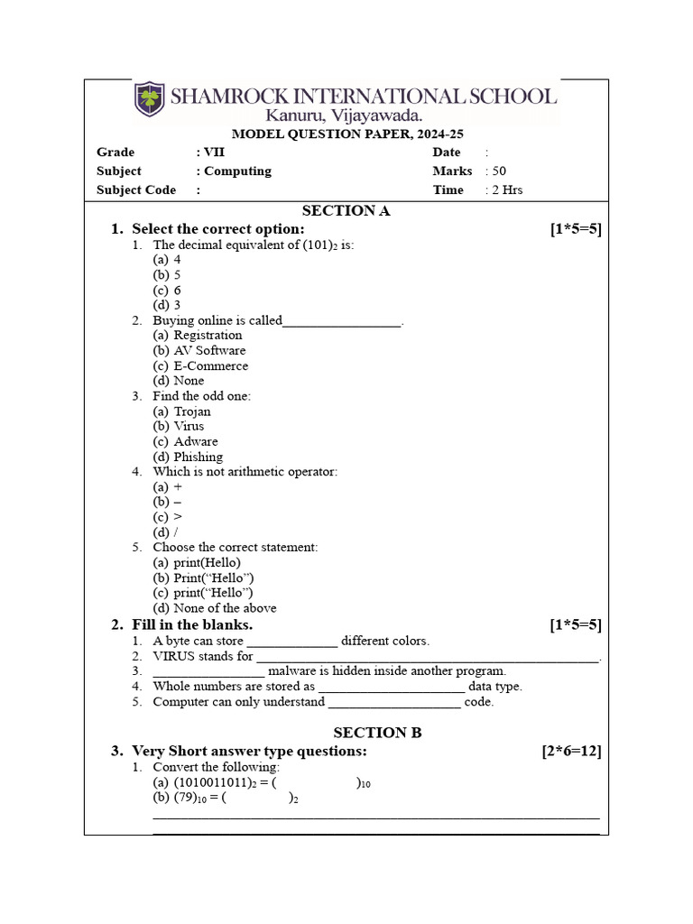 Grade 7 Term 1 Supporting Sheet | PDF