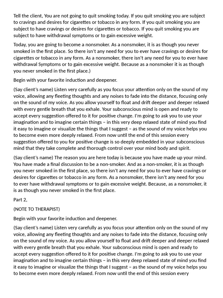 Non Smoking Scripts | PDF