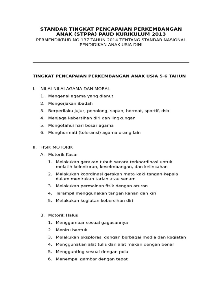 10 Stppa Usia 5-6 Tahun Paud | PDF