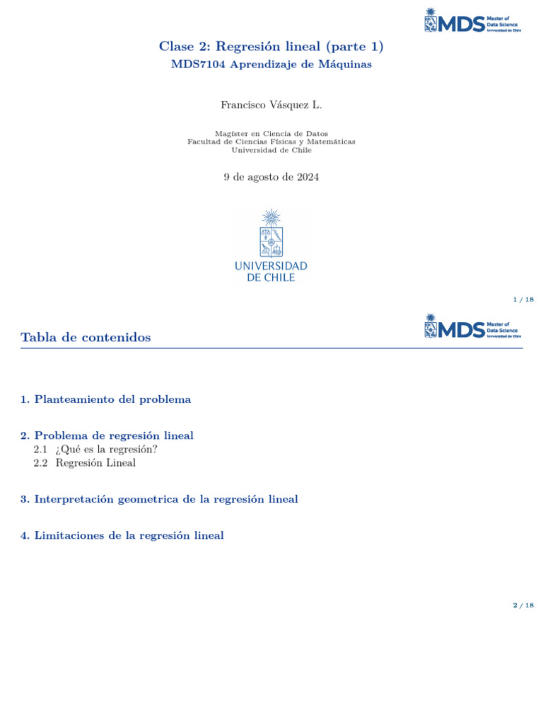 Clase 2 Regresi N Lineal Parte 1 | PDF | Mínimos cuadrados | Métodos y materiales de enseñanza