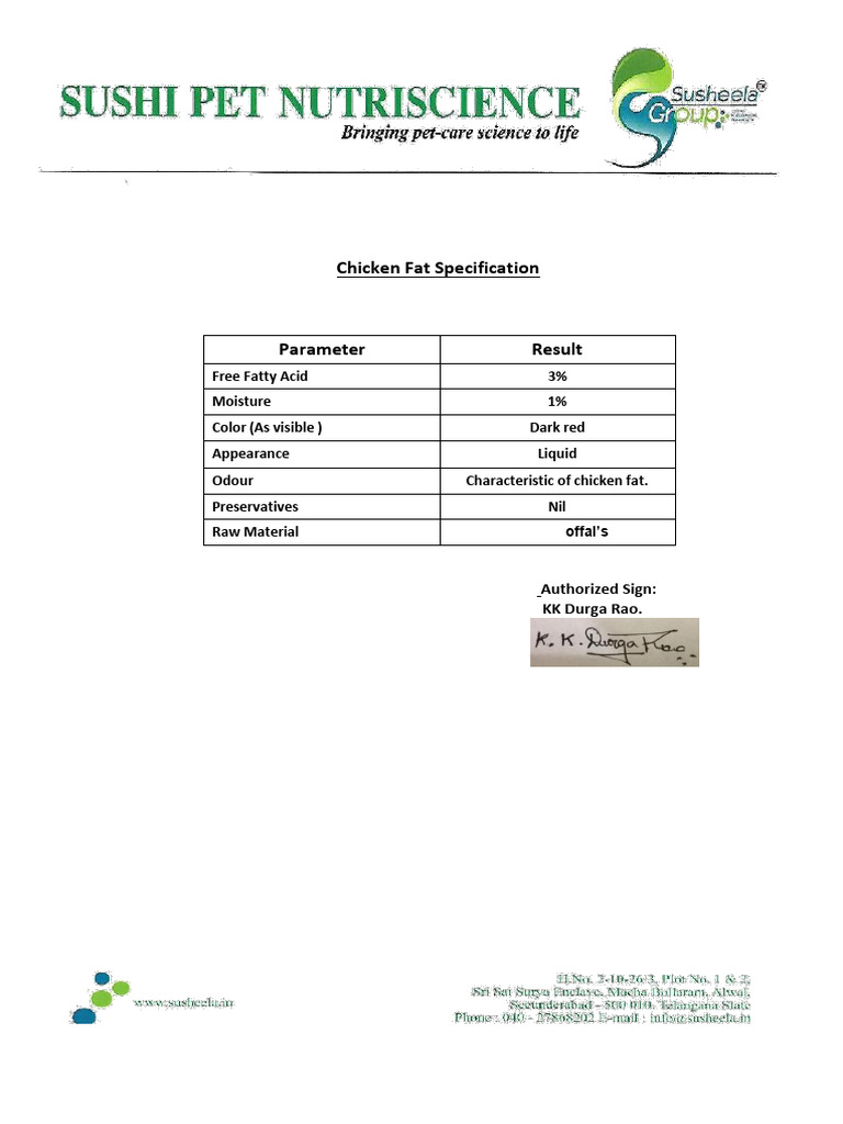 Poultry Fat 03 Ffa SPC | PDF