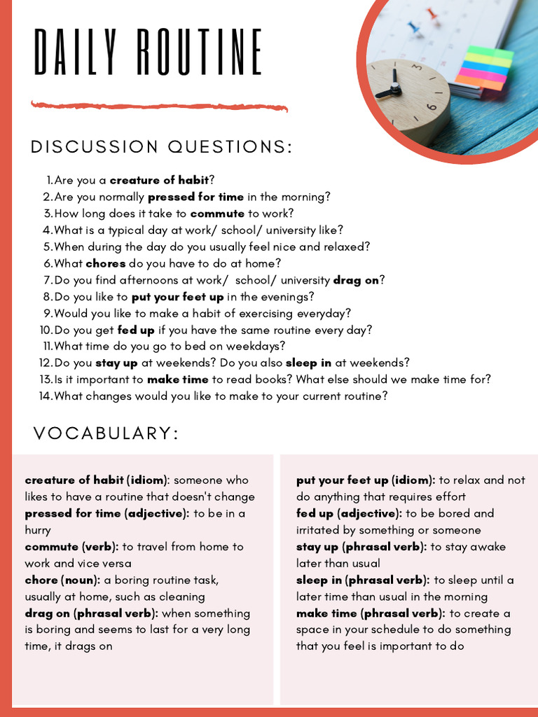 Daily Routine: Discussion Questions | PDF