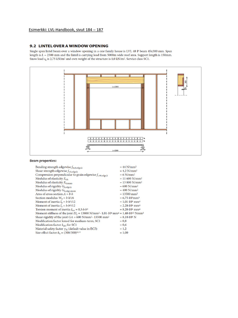 Mitoitusesimerkki LVL-palkki | PDF