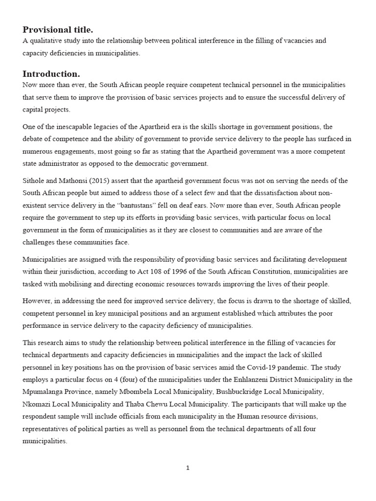 Qualitative Study Into the Relationship Between Political Interference ... Qualitative Study Into the Relationship Between Political Interference ...