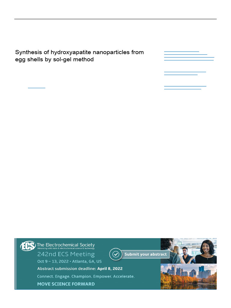Synthesis of HAP From Egg Shell | PDF