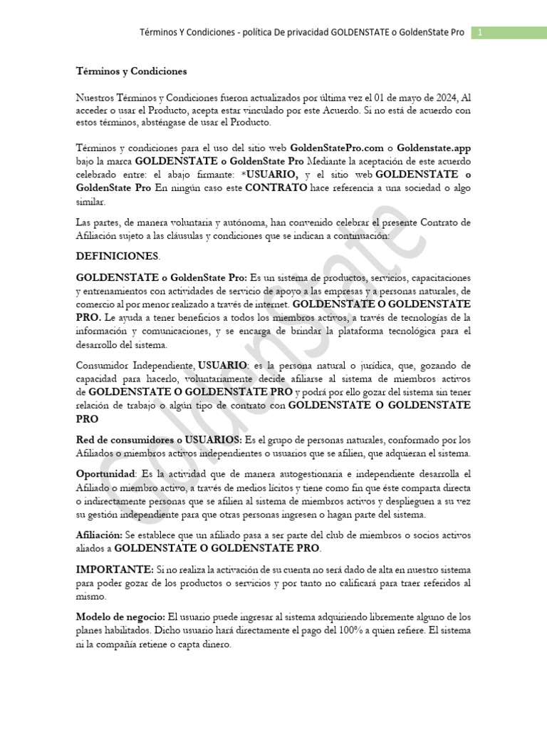 Terminos y Condiciones | PDF