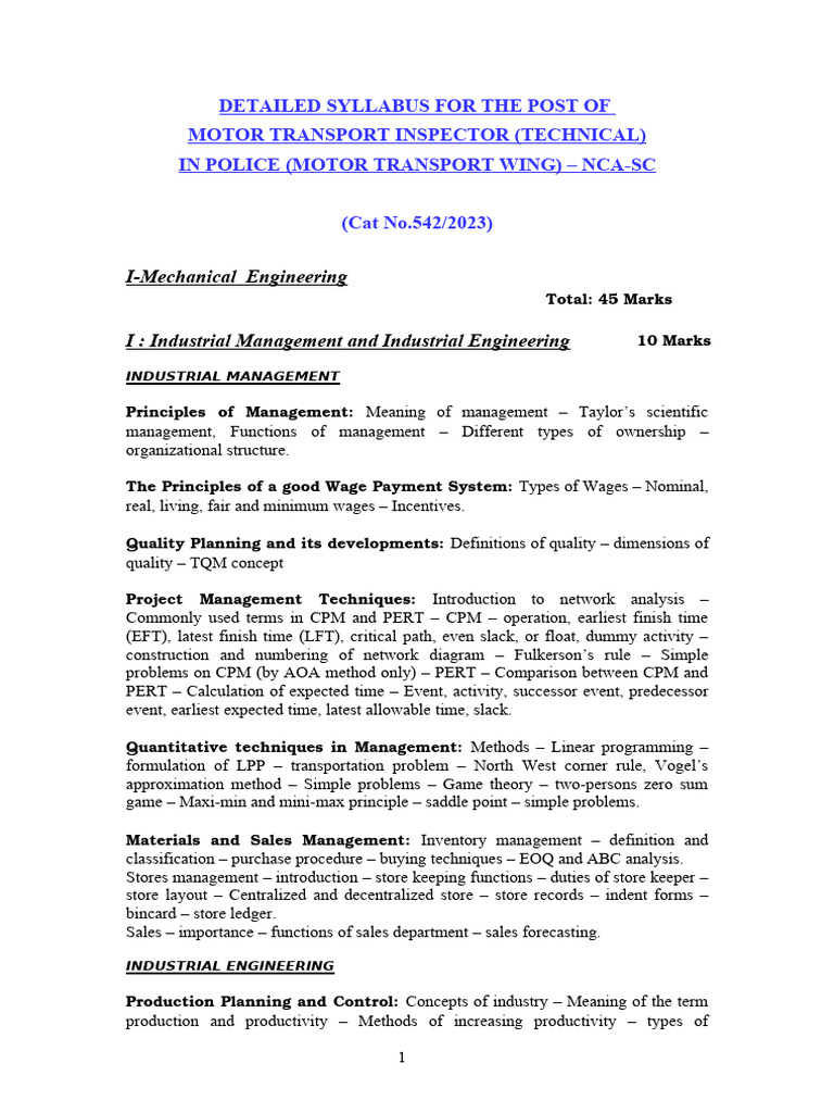 Motor Transport Inspector | PDF