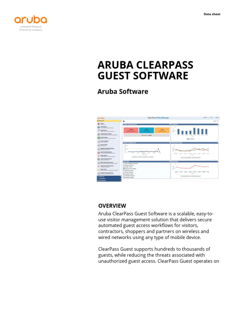 Aruba ClearPass Guest Software-PSN1009437130USEN | PDF