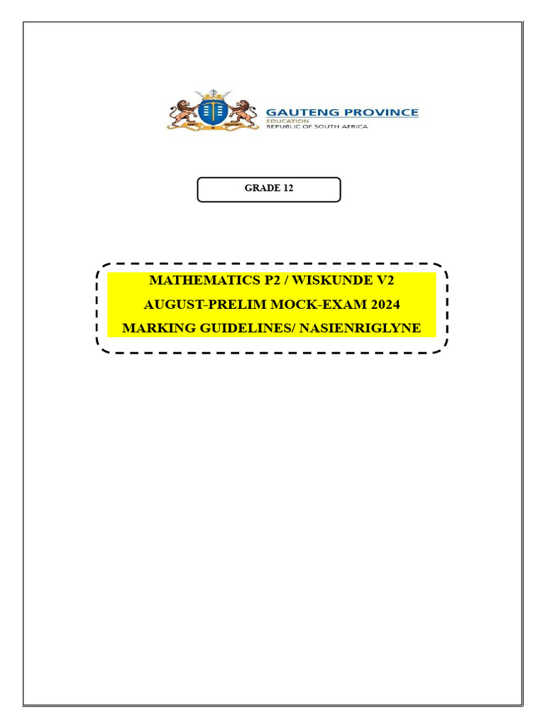 Marking Guideline August-Mock Exam p2 2024 | PDF
