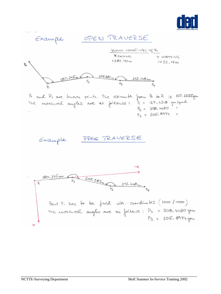 Example For Free and Open Traverses | PDF