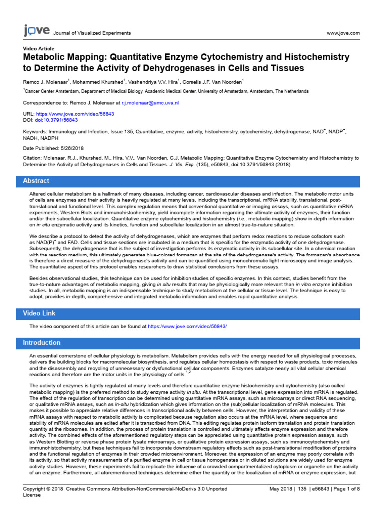 Jove Protocol 56843 Metabolic Mapping Quantitative Enzyme Cytochemistry ...