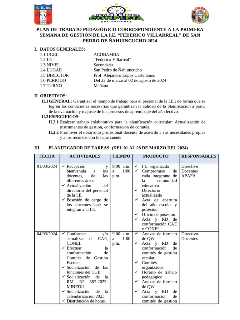 Plan de Sem Gestion-2024 | PDF